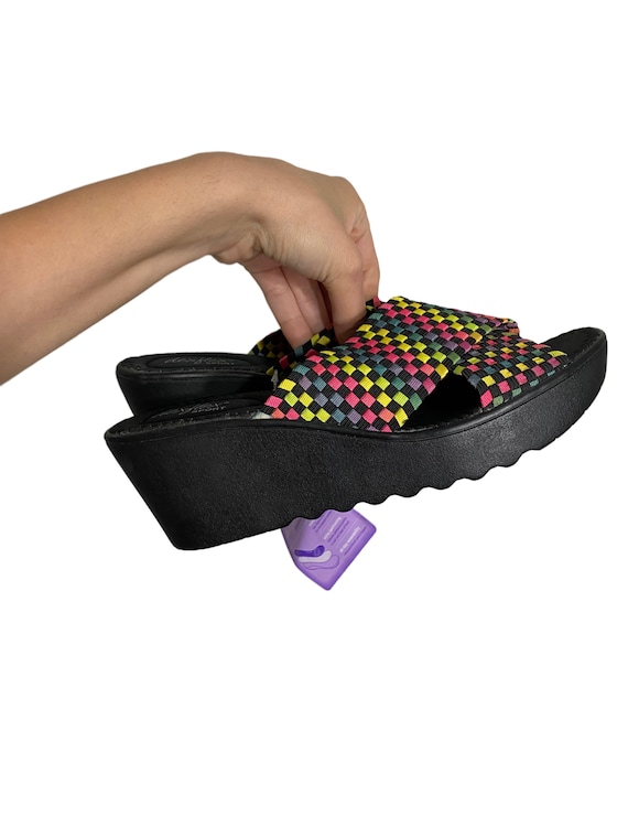 Y2K Checkered Colourful Chunky Platform Sandals Size … - Gem