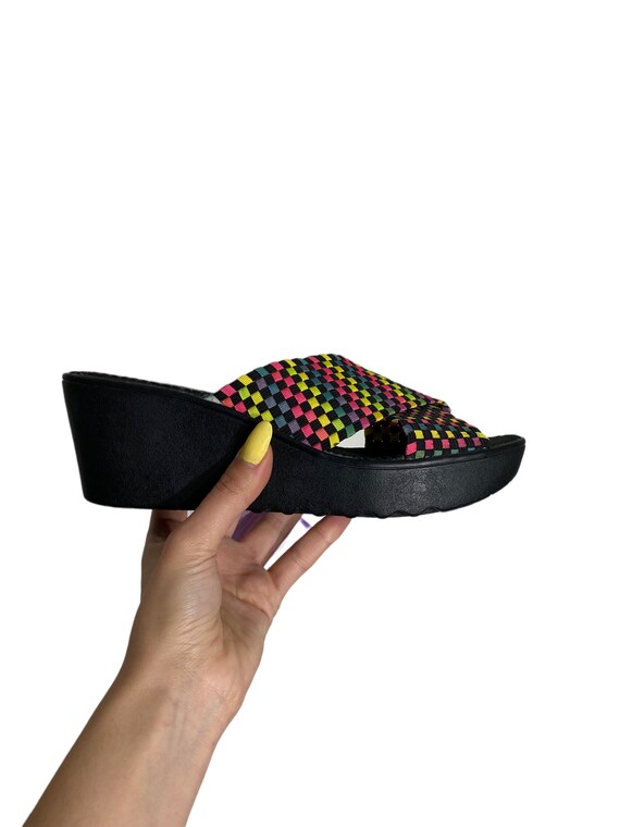 Y2K Checkered Colourful Chunky Platform Sandals Size … - Gem