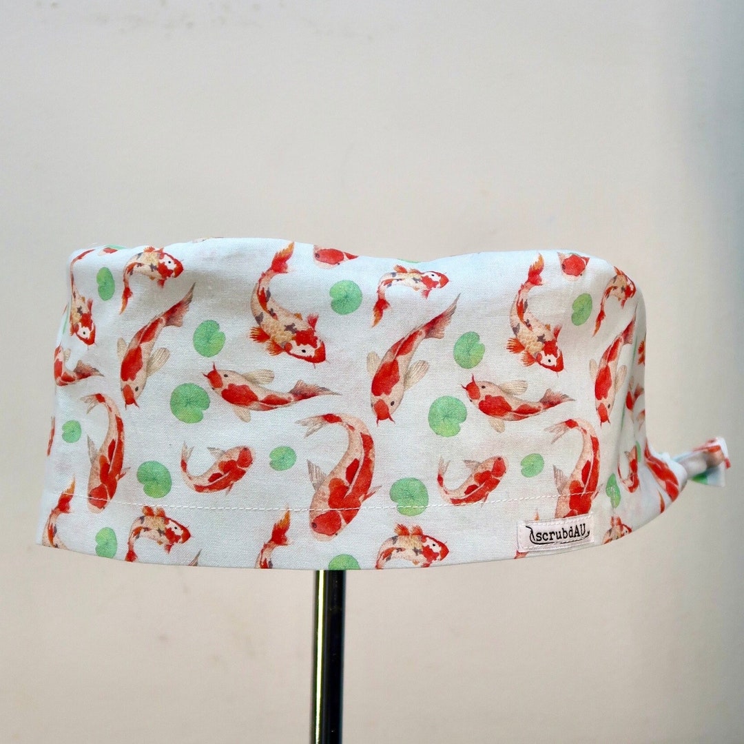 Koi Fish Scrub Cap - Scrub Hat Australia, Custom Embroidery, Cute Scrub ...