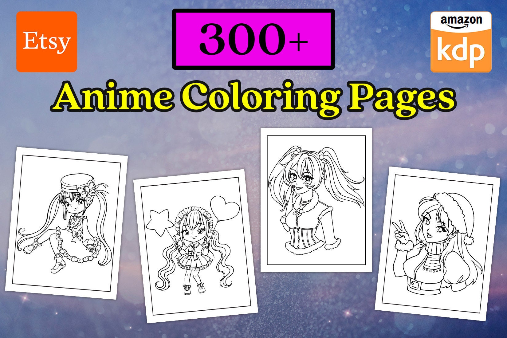 Anime Coloring Pages - Etsy