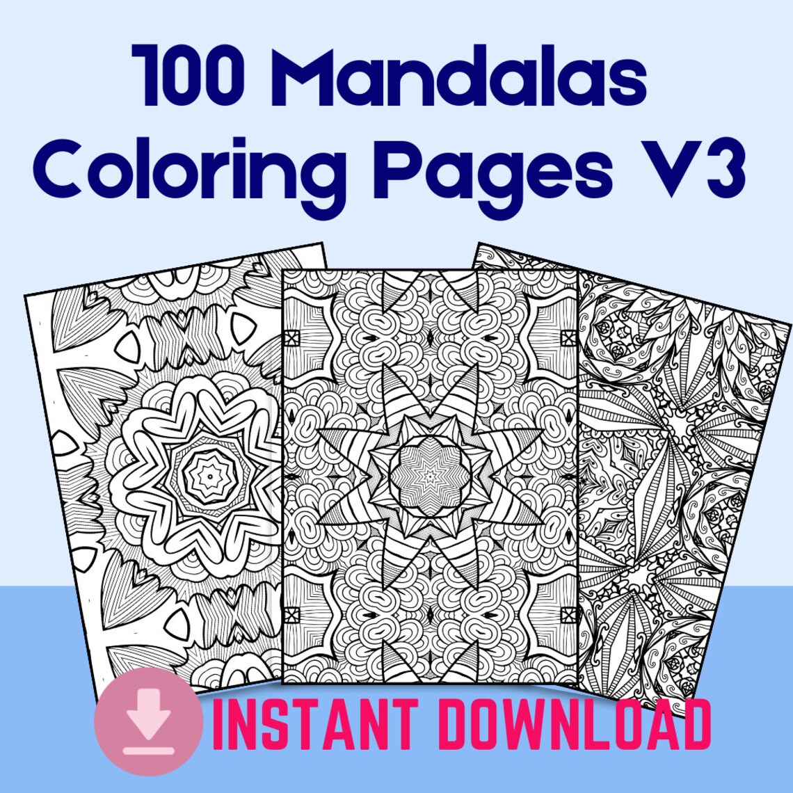 100 Beautiful Mandalas Coloring Pages, Printable Digital Coloring Pages, Adult & Child Coloring ...