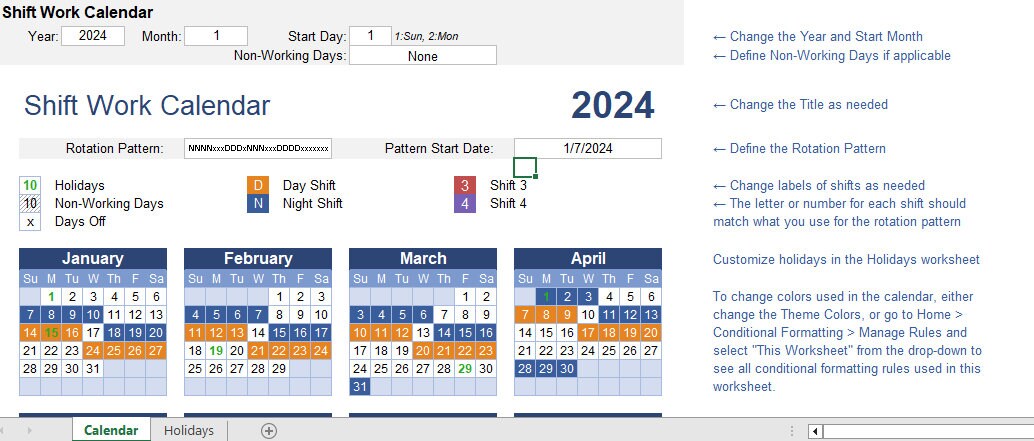 PLR 6 Premium Employee Shift Schedule, Work Shift Schedule Calendar ...