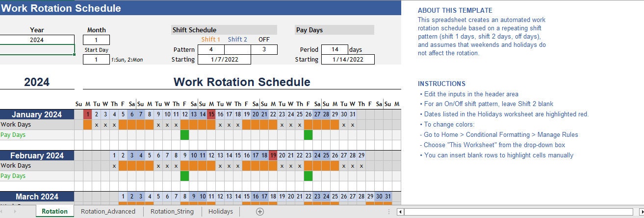 PLR 6 Premium Employee Shift Schedule, Work Shift Schedule Calendar ...
