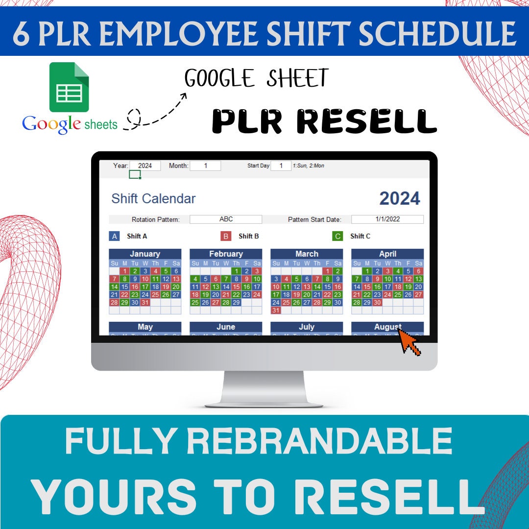 PLR 6 Premium Employee Shift Schedule, Work Shift Schedule Calendar ...