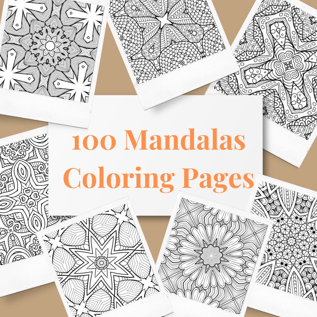 100 Beautiful Mandalas Coloring Pages, Printable Digital Coloring Pages ...