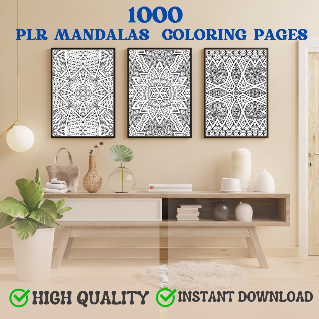 PLR Massive Bundle 1000 Mandalas Coloring Pages, Adult Coloring, Mind ...