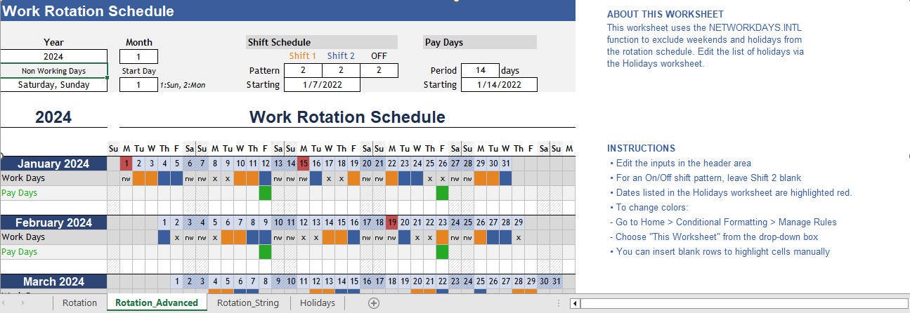 PLR 6 Premium Employee Shift Schedule, Work Shift Schedule Calendar ...