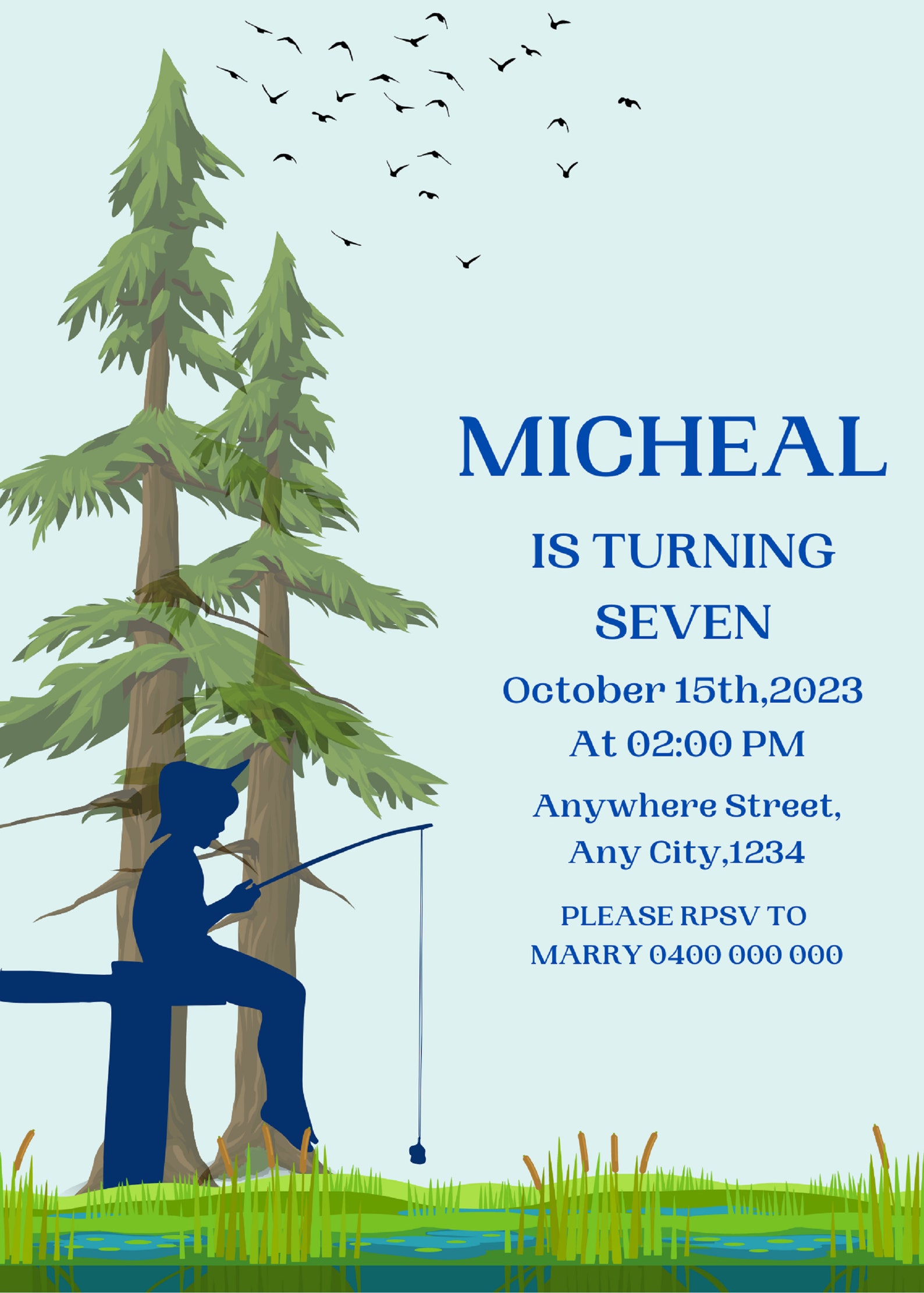Fishing Birthday Invitation Card, Editable Invitation, Printable ...
