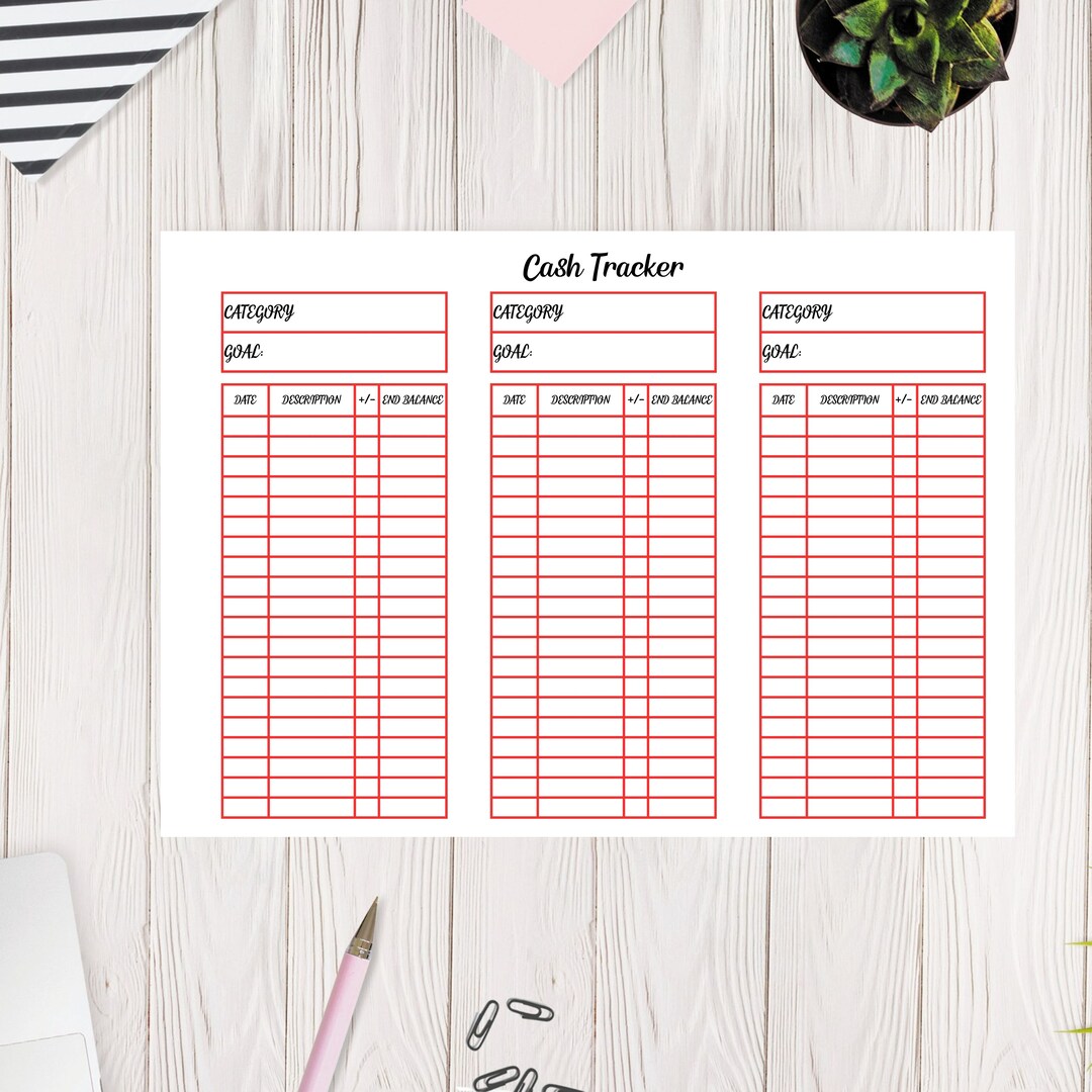 Cash Envelope Tracker Envelope Systems Spending Log Printable Cash ...