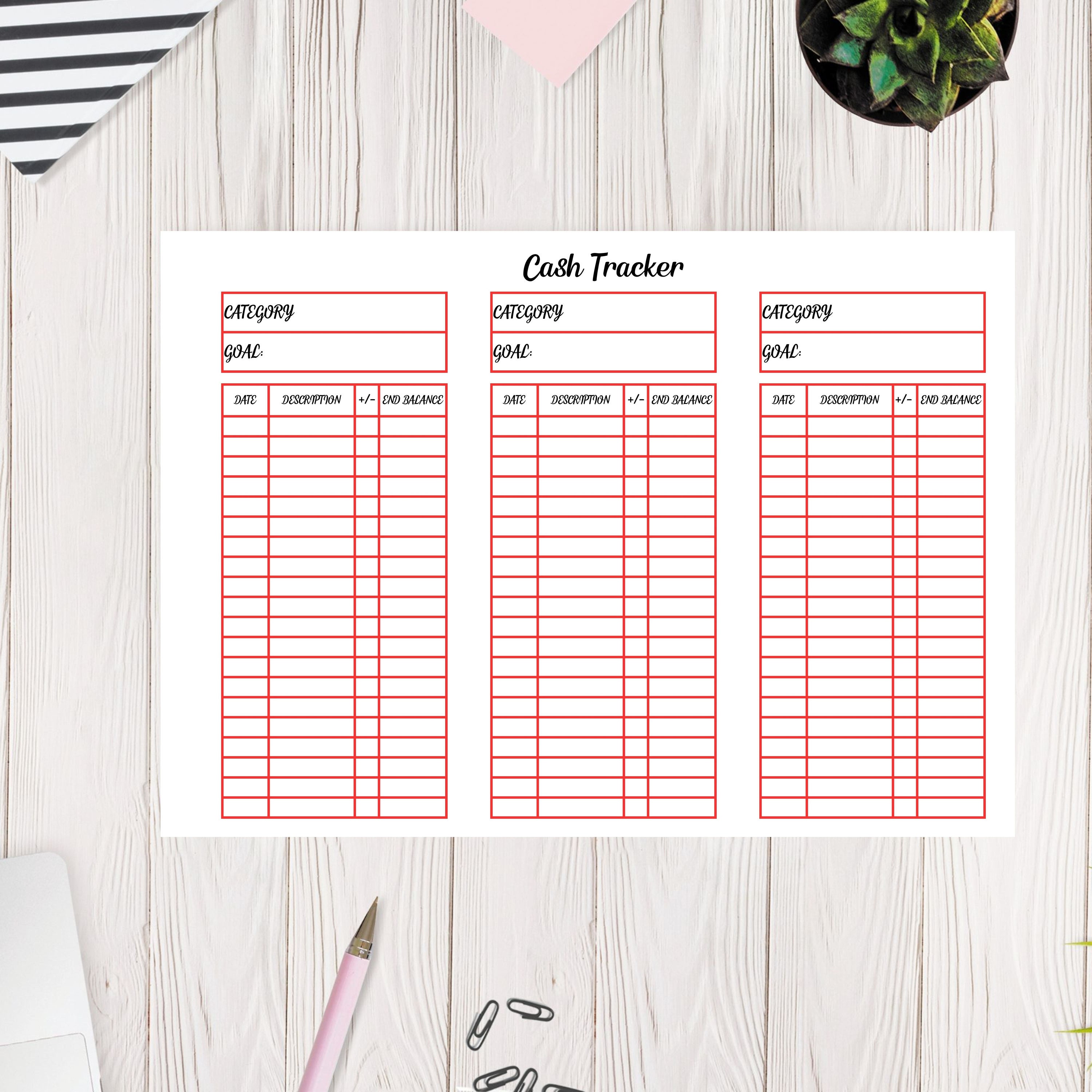 Cash Envelope Tracker Envelope Systems Spending Log Printable Cash ...