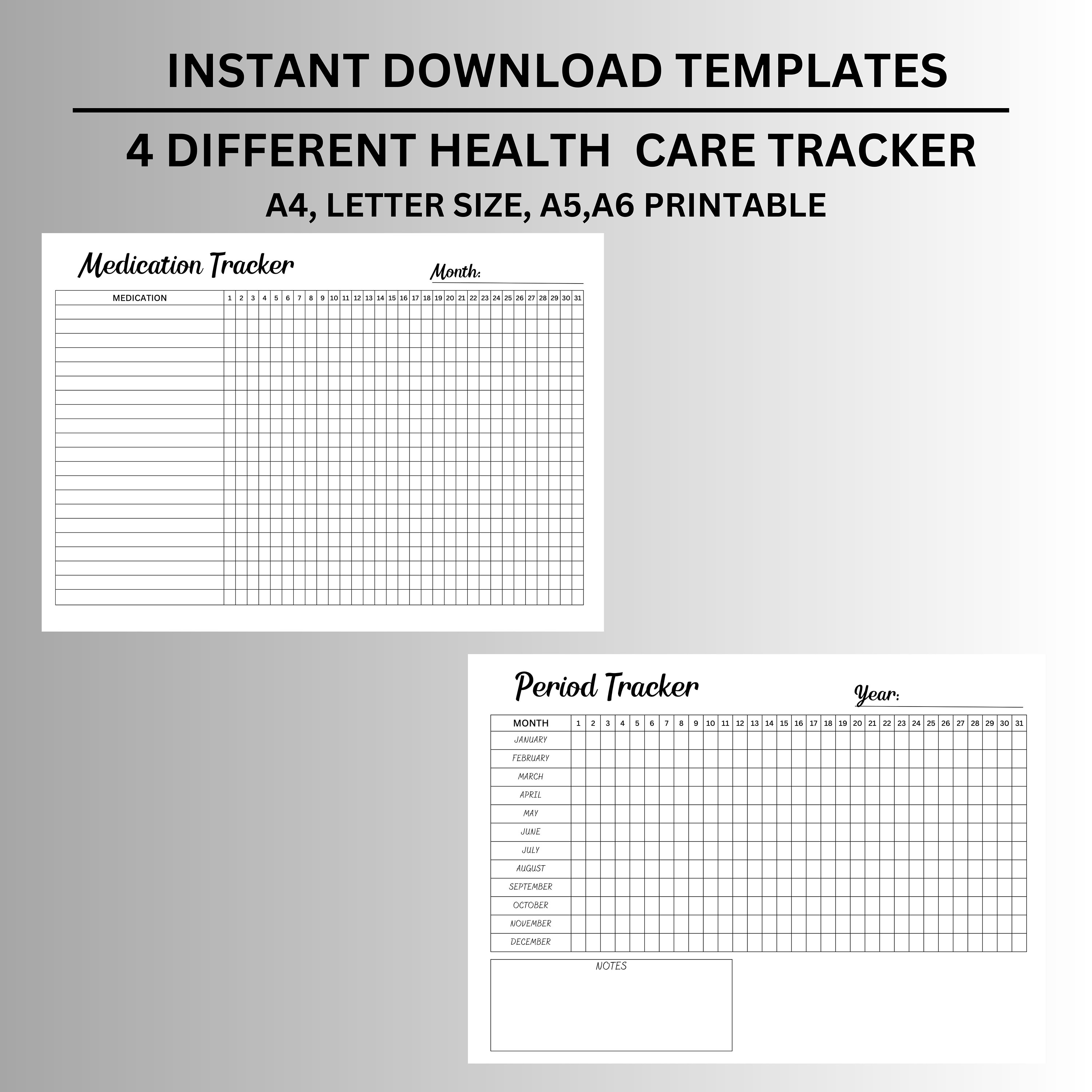 Symptom Tracker Printable Period Log, Habit and Medical Tracker, Health ...