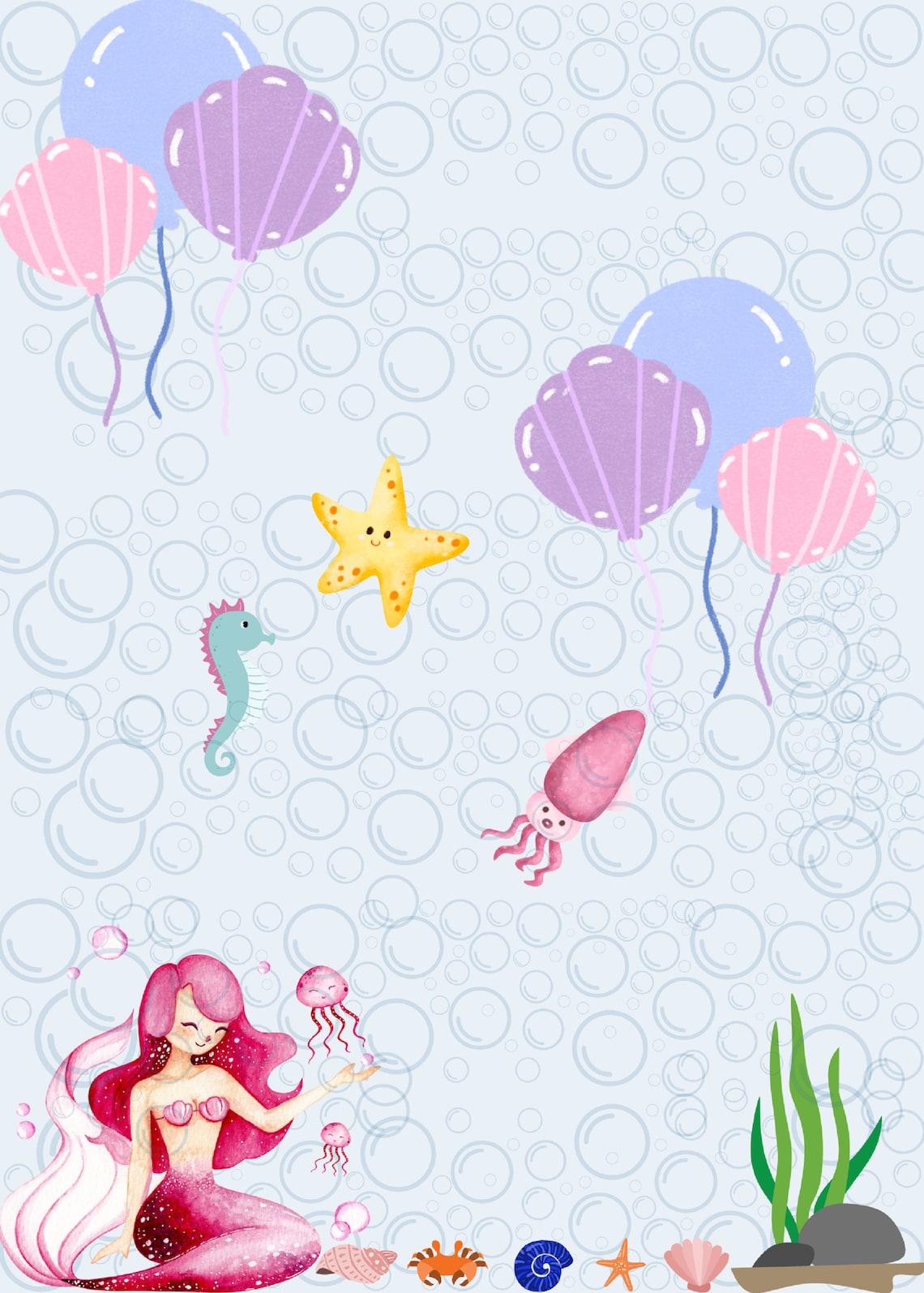 Mermaid Birthday Invitation Card,printable Invitation, Editable in ...