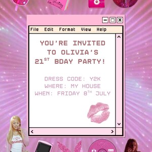 Y2K Birthday Invitation Template - Etsy