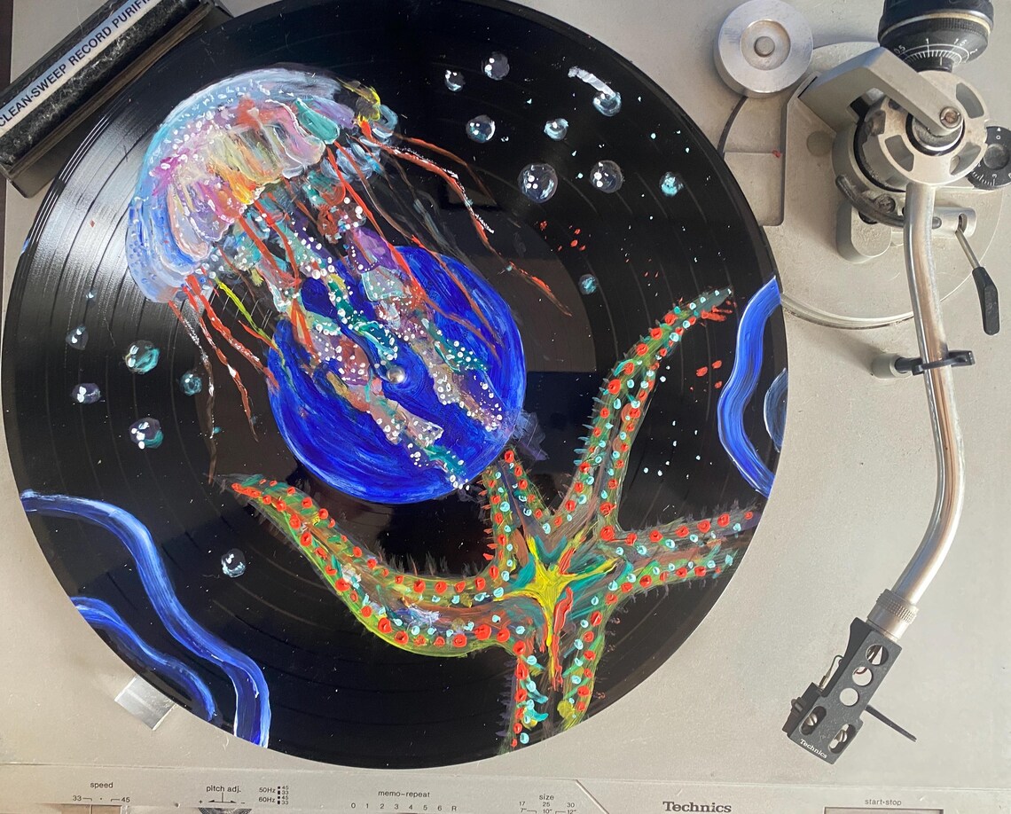 Hand-painted Vinyl Ocean Record - Etsy