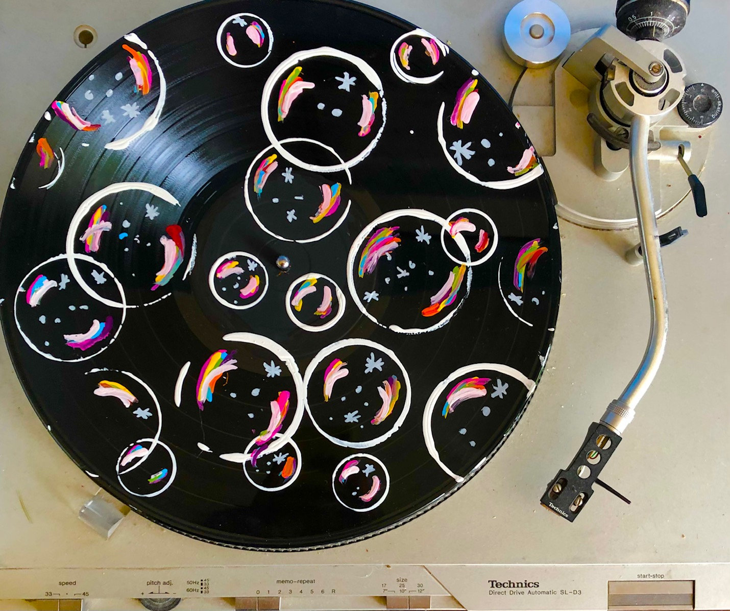Hand-painted Vinyl Record With Bubble Art | Playful Upcycled Decor ...