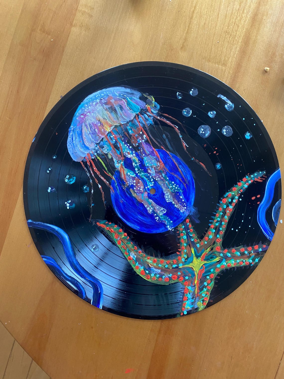 Hand-painted Vinyl Ocean Record - Etsy