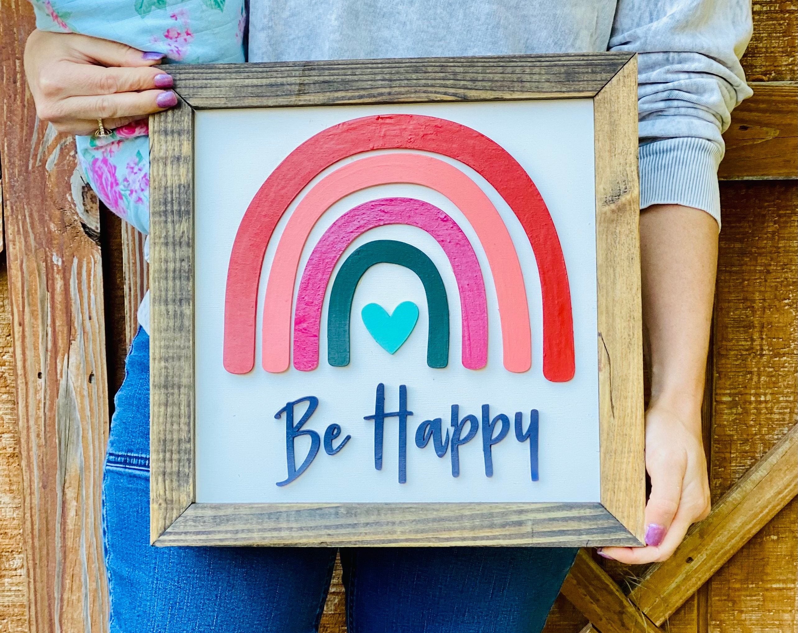 Be Happy Wooden Wall Sign / Birch Wood / 3D / Laser Cut Sign | Etsy