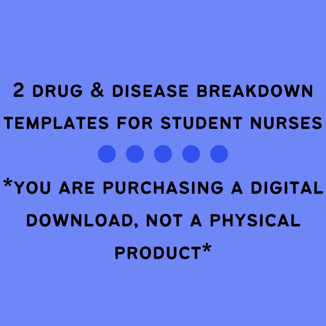Disease and Drug Breakdown Sheets| Printable| Digital Download - Etsy