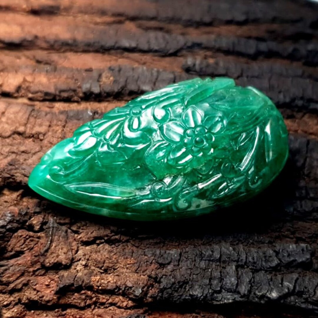 EMERALD CARVING for Jewelry, 100% Natural Emerald Carving, Designer ...