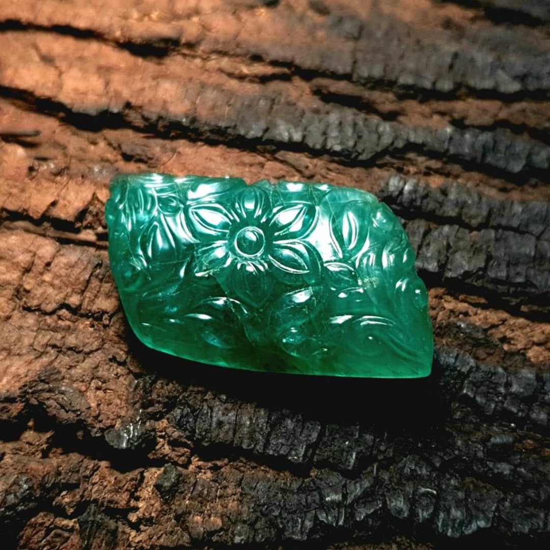 EMERALD CARVING for Jewelry, 100% Natural Emerald Carving, Designer ...