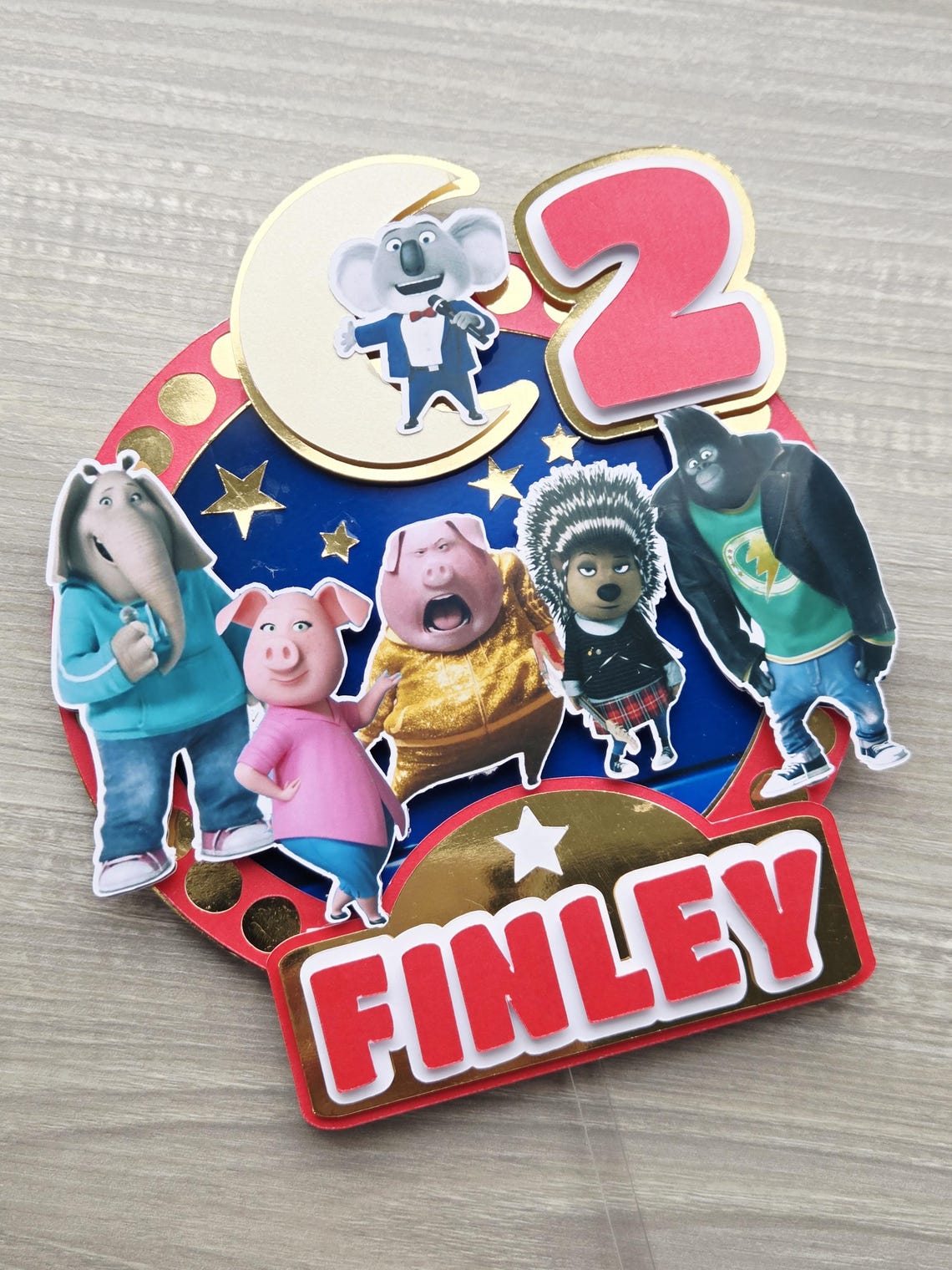 Personalised Sing Movie Cake Topper, 3D Birthday Decoration - Etsy UK