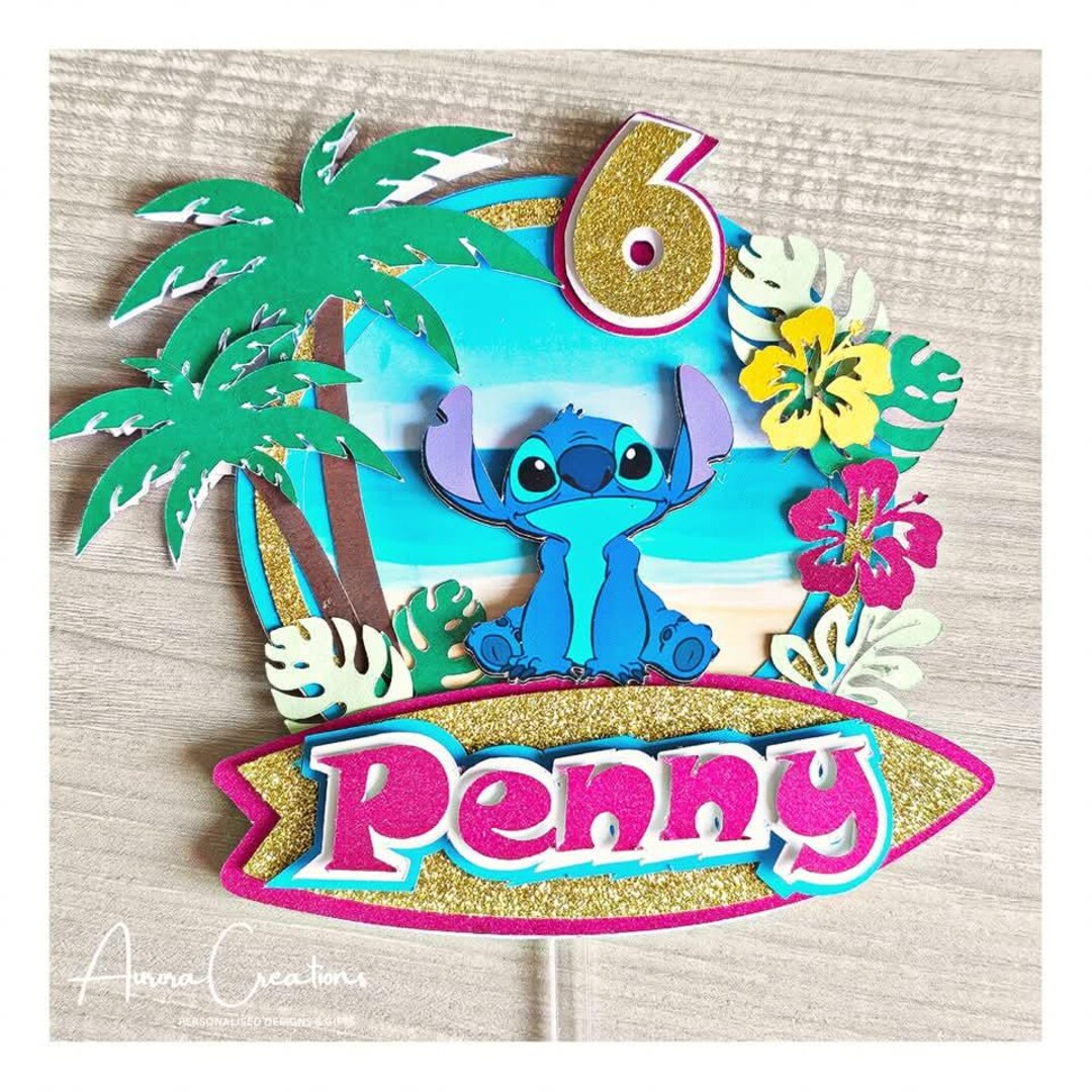 Stitch Theme Cake Topper, Stitch Topper, Birthday Cake Topper, Stitch ...