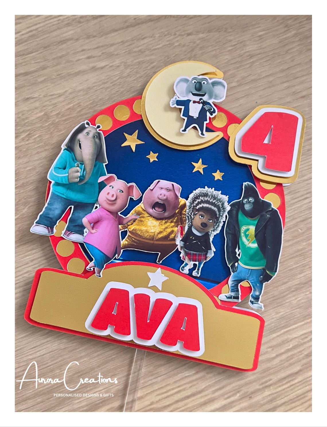 Personalised Sing Movie Cake Topper, 3D Birthday Decoration - Etsy UK