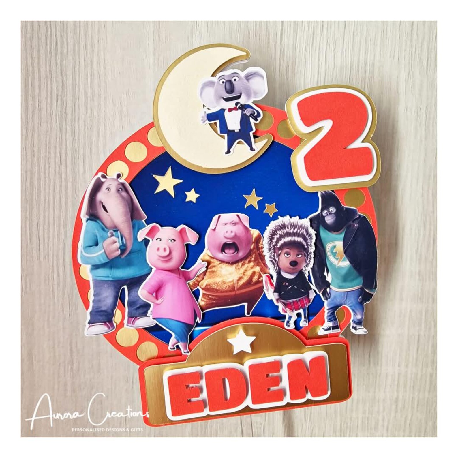 Personalised Sing Movie Cake Topper, 3D Birthday Decoration - Etsy UK