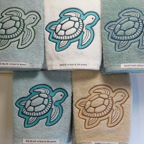Embroidered Turtles Towel Sea Turtles Hand Towel Bath - Etsy