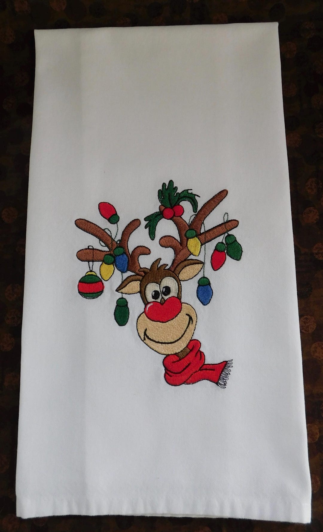 Ruldolph the Red-nosed Reindeer Embroidered Kitchen Towel - Etsy