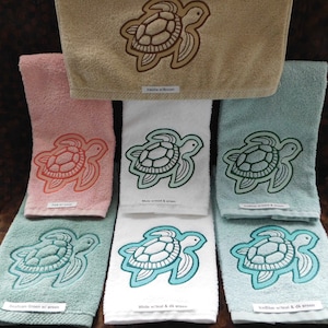 Sea Turtles Embroidered on Bath Towels, Hand Towels And/or Wash Cloths ...