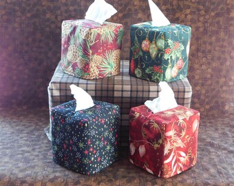 Tissue Box Cover, Cardinal, Snow and Holly, Buttercream Painted Wood ...