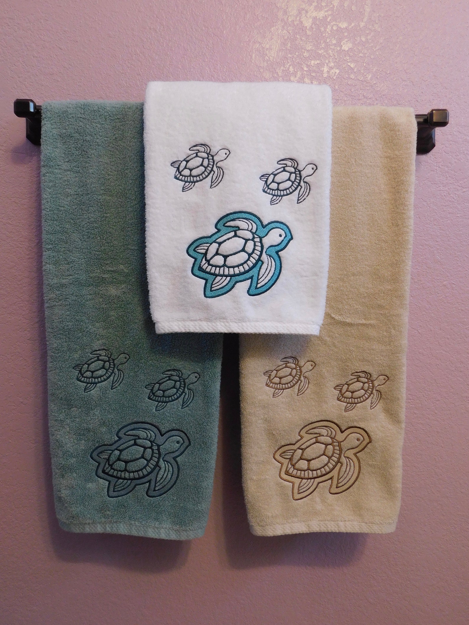 Sea Turtles Embroidered on Bath Towels Hand Towels And/ or - Etsy
