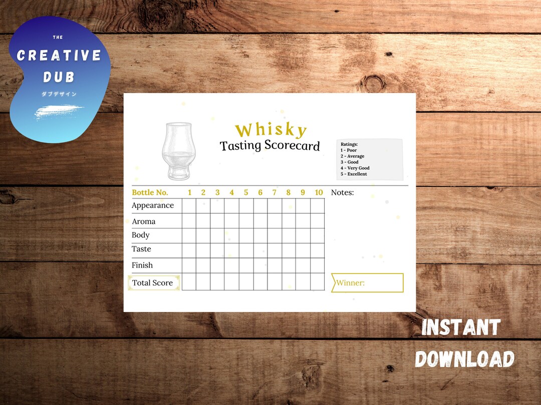 Whisky Tasting Score Card | Printable | Instant Download - Summer Games ...