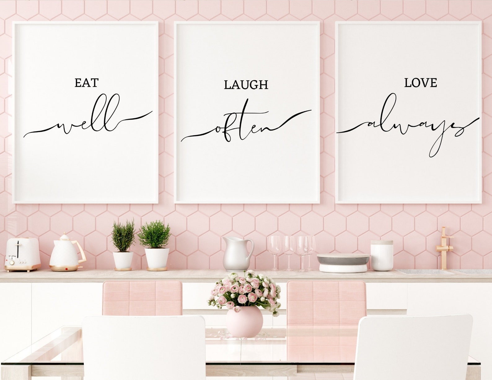 Eat Laugh Love Prints: Kitchen Wall Art, Set of 3 (digital Download) - Etsy