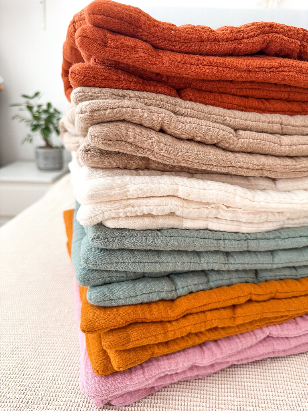 Baby Gauze Quilt, Neutral Muslin Quilt, Muslin Baby Crib Quilt, Boho ...