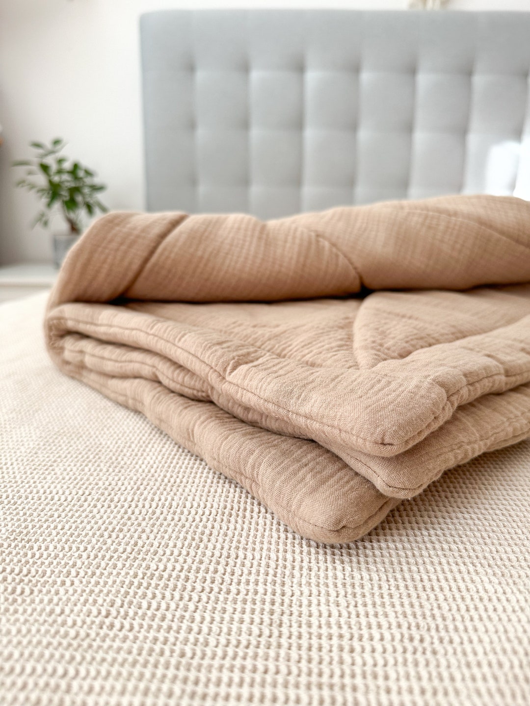 Organic Baby Quilt, Beige Baby Blanket, Muslin Crib Quilt, Baby Gauze ...