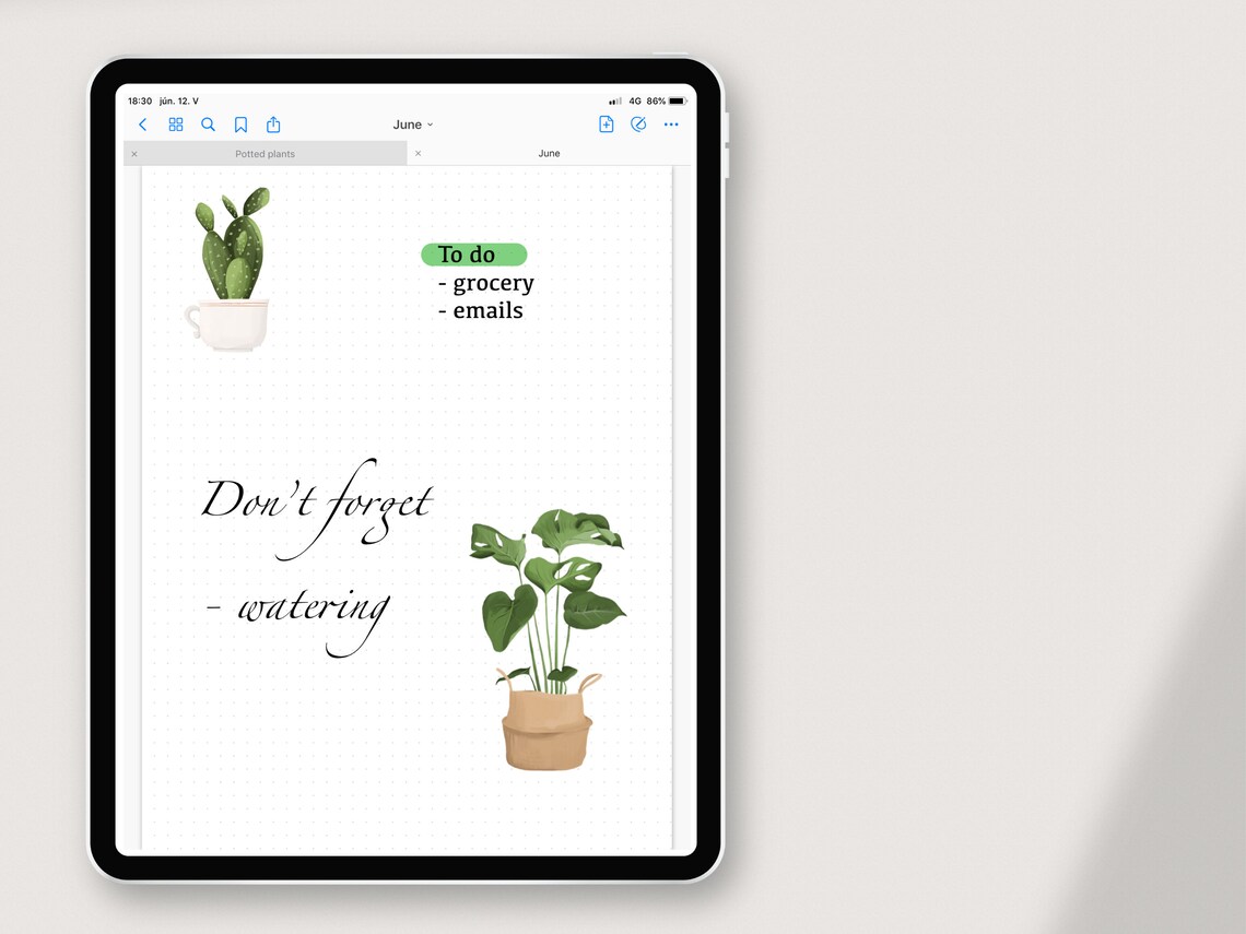 Potted Plants Digital Stickers, Plants Digital Planner, Digital ...