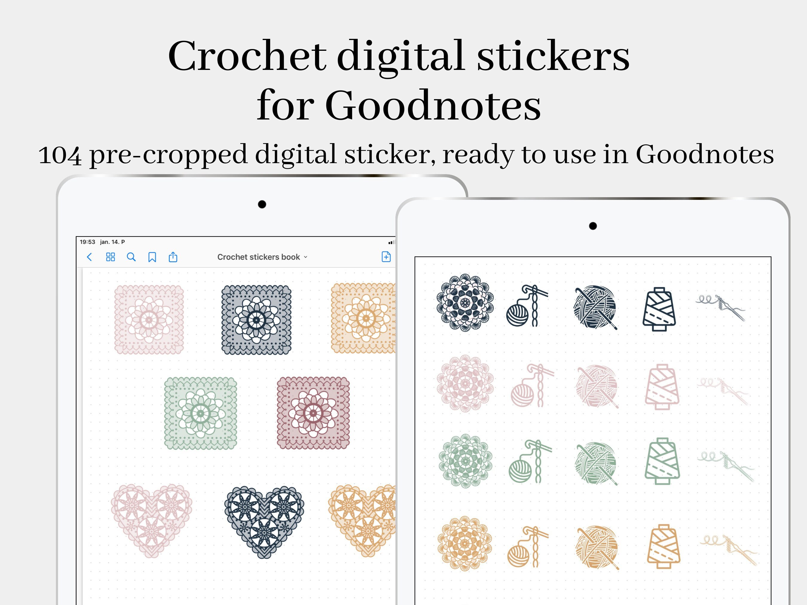 Crochet Digital Stickers Crochet Stickers for Goodnotes | Etsy
