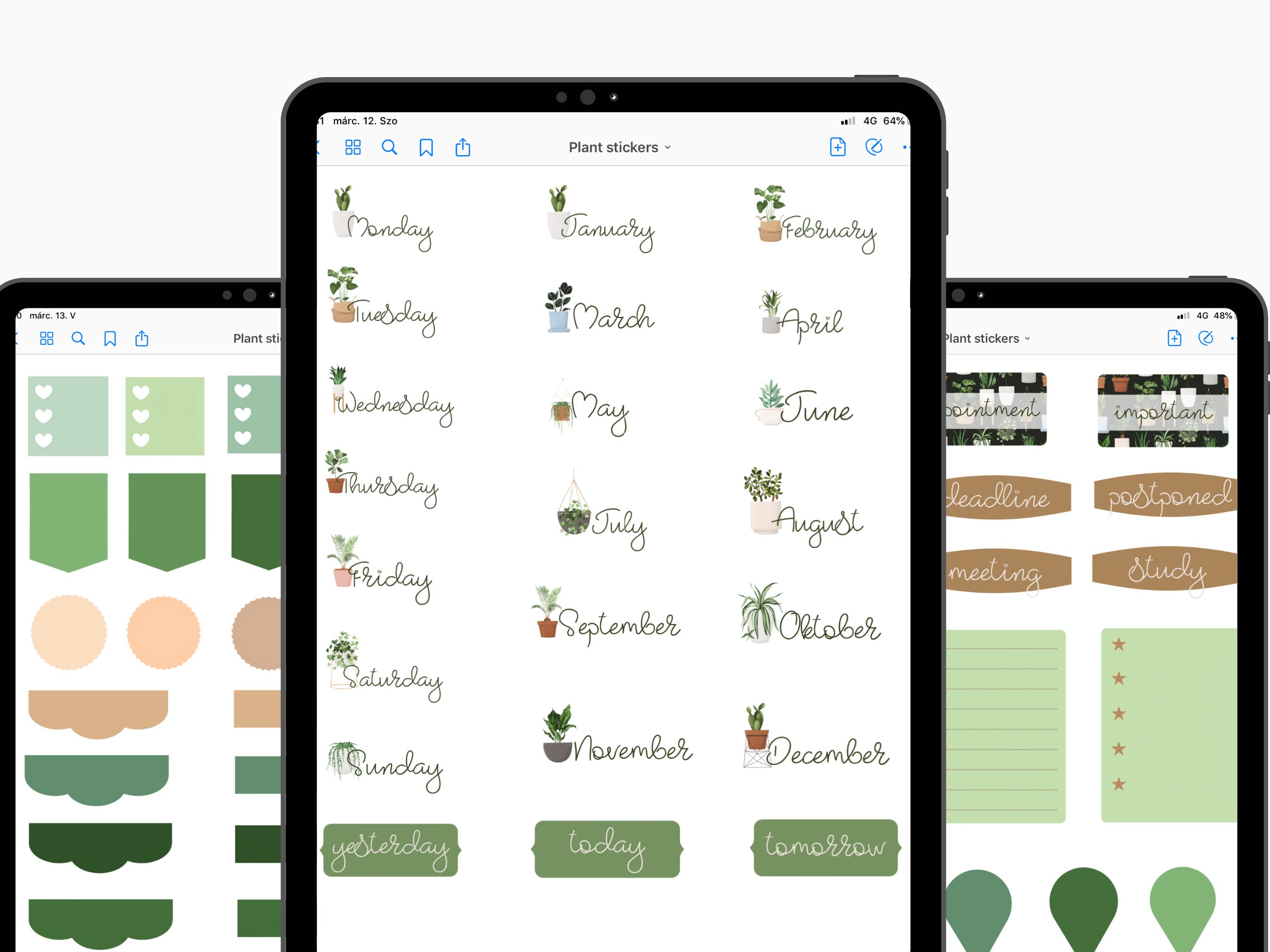 House Plant Digital Stickers, Digital Planner Stickers, Potted Plant ...