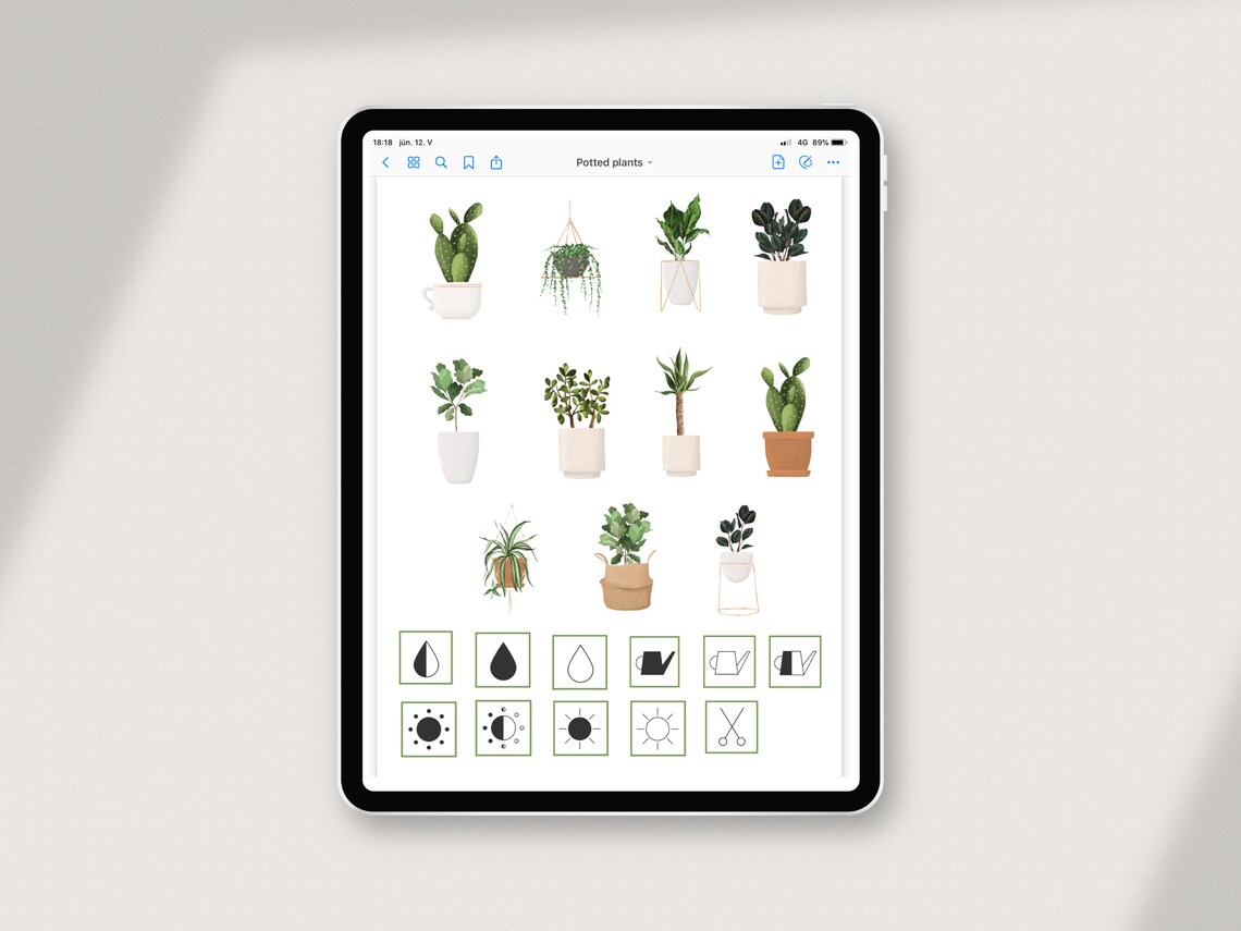 Potted Plants Digital Stickers, Plants Digital Planner, Digital ...