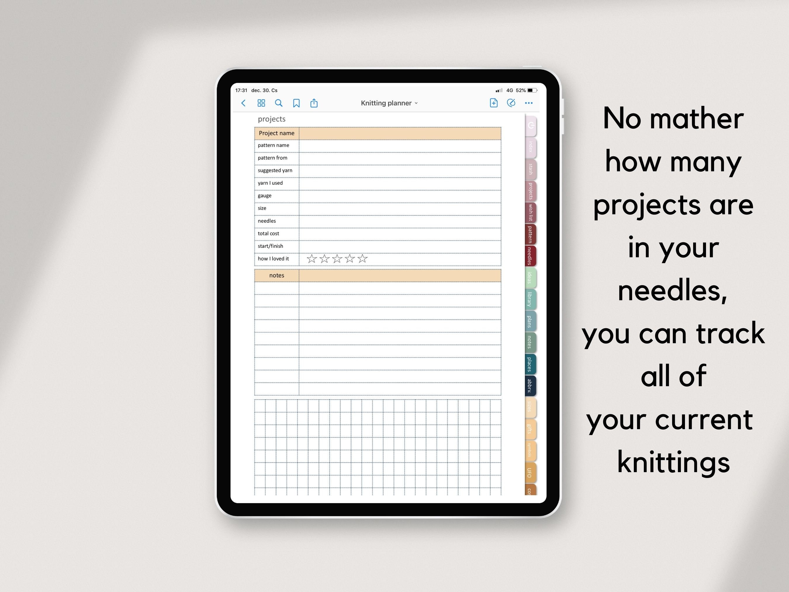 Digital Knitting Planner, Goodnotes Knitting Planner, Digital Knitting ...
