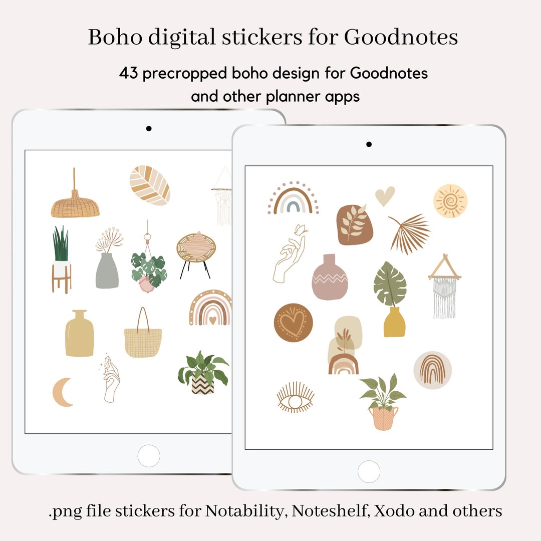 Boho Digital Planner Stickers, Goodnotes Planner Stickers, iPad Boho ...