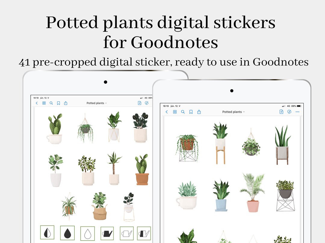 Potted Plants Digital Stickers, Plants Digital Planner, Digital ...