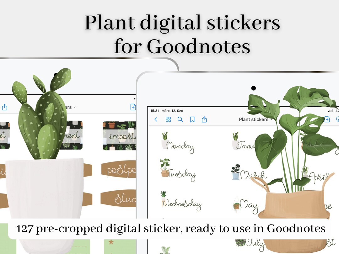 House Plant Digital Stickers, Digital Planner Stickers, Potted Plant ...
