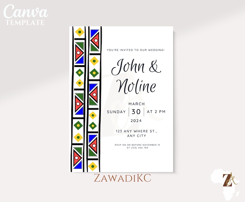 Modèle d'invitation Ndebele, ordre des événements, invitation d ...