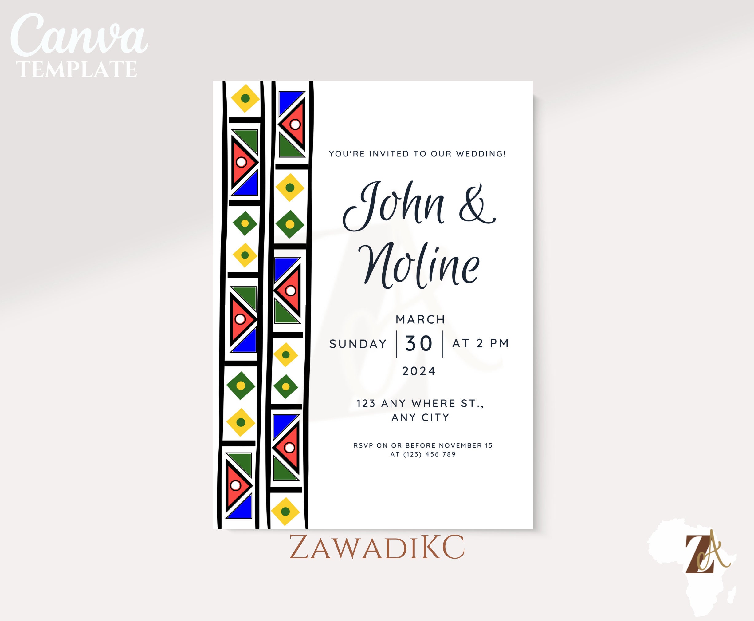 Ndebele Invite Template, Order of Events, African Birthday Invite ...