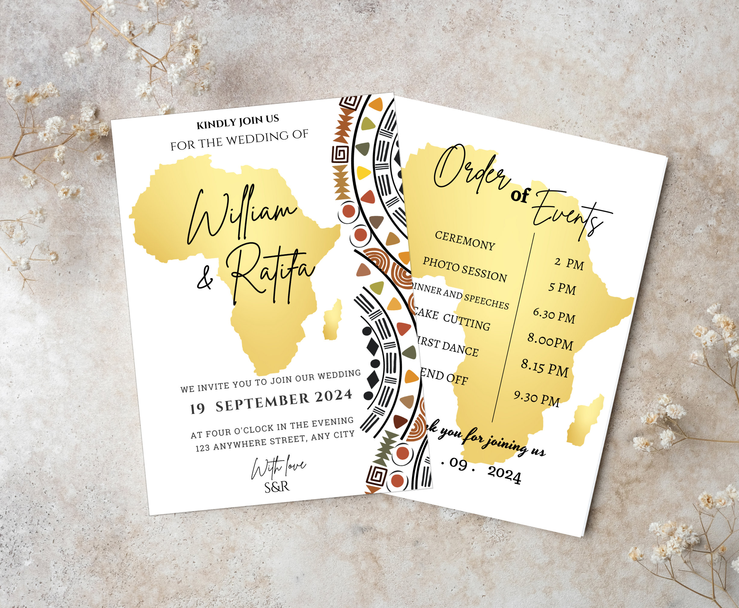 African Wedding Invitation, African Themed Wedding Invitations, African ...