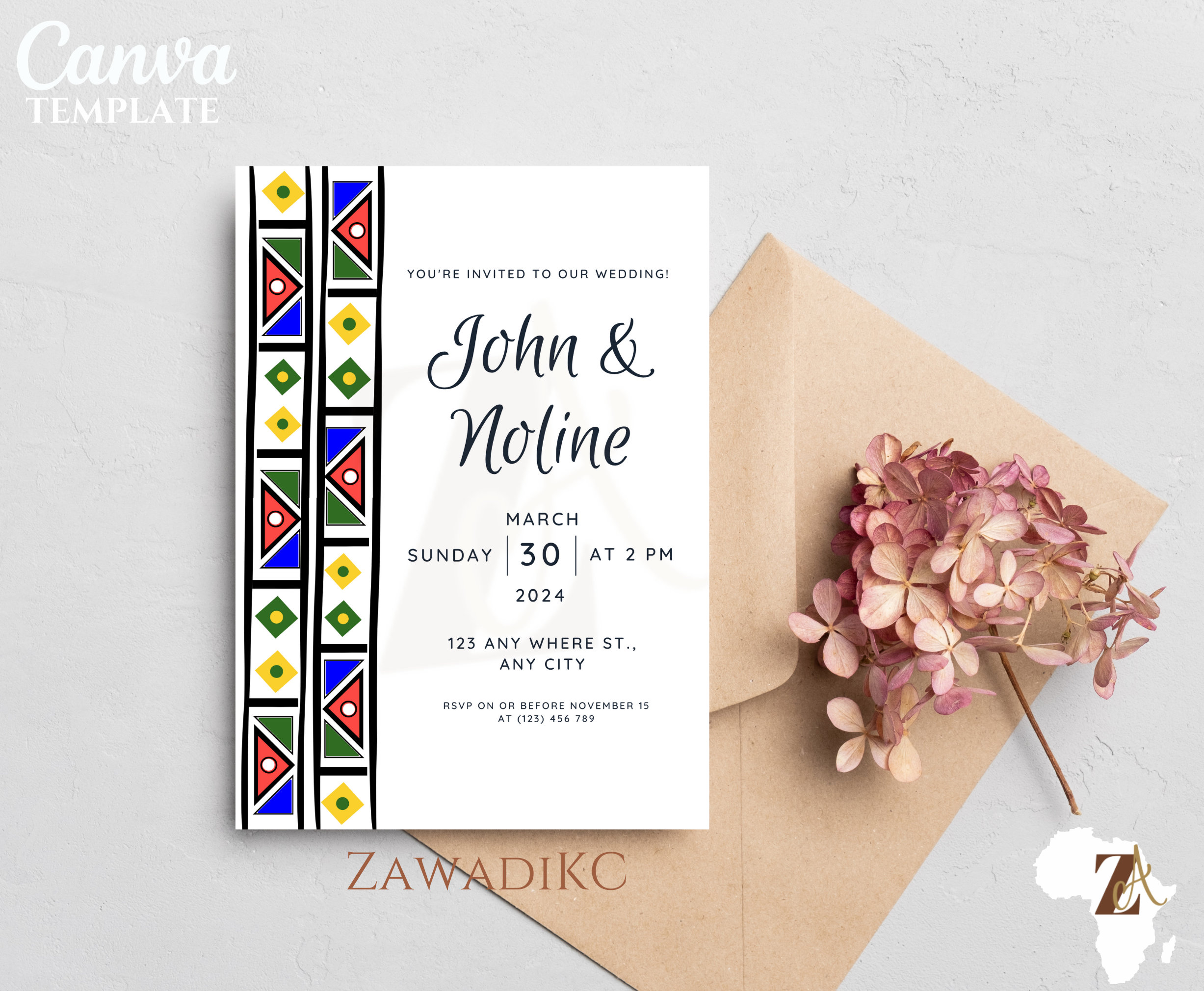 Ndebele Invite Template, Order of Events, African Birthday Invite ...