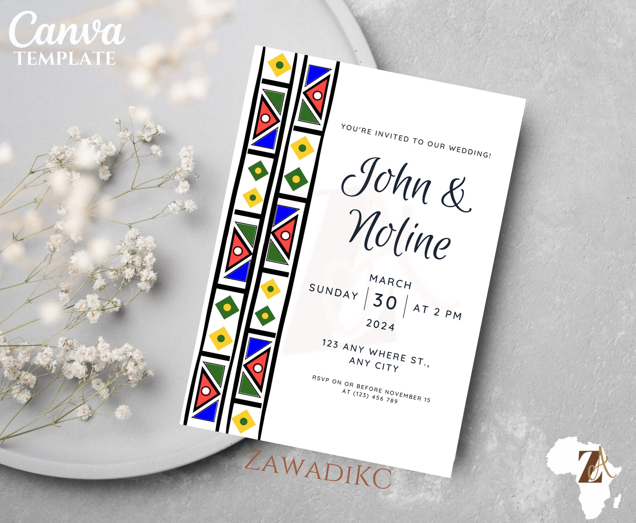 Ndebele Invite Template, Order of Events, African Birthday Invite ...